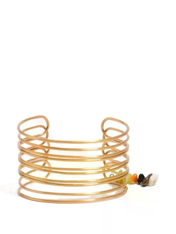 Bimba Y Lola Layered Beaded Cuff Bracelet - Gold