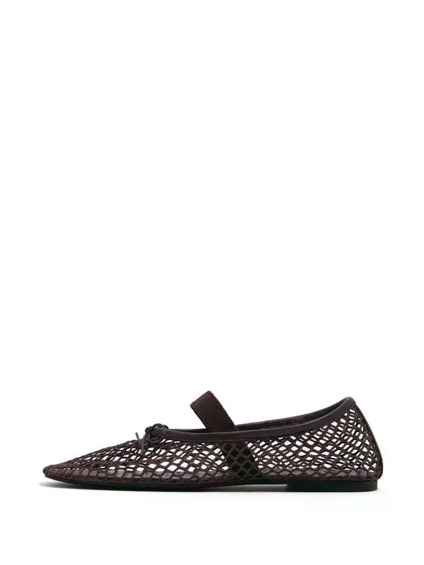 Bimba Y Lola Mesh Ballet Flats With Bow Detail - Brown