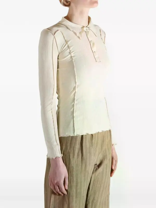 BASERANGE Omato Ruffled Polo Shirt - Neutrals