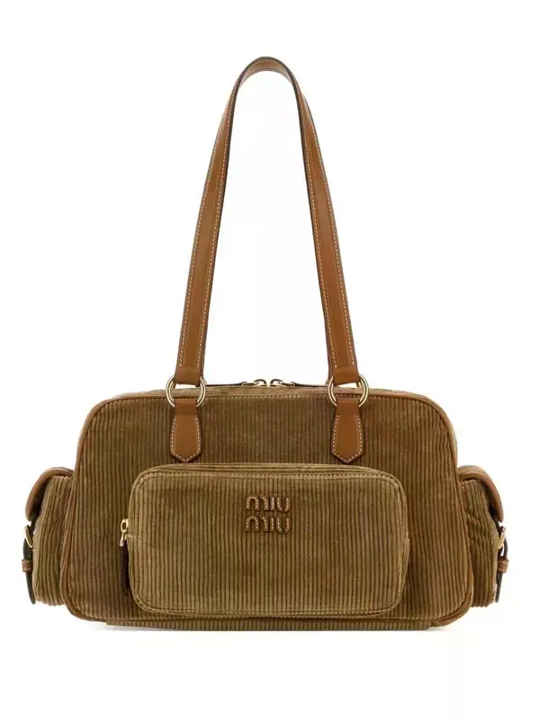 Miu Miu Beau Corduroy Shoulder Bag - Brown