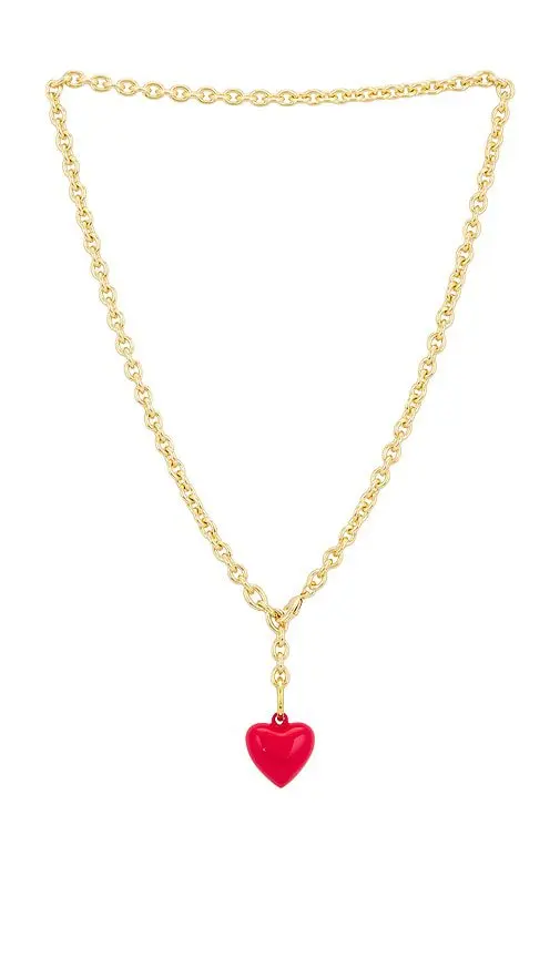 ROXANNE ASSOULIN Mini Happy Heart Necklace - Gold & Cherry Red