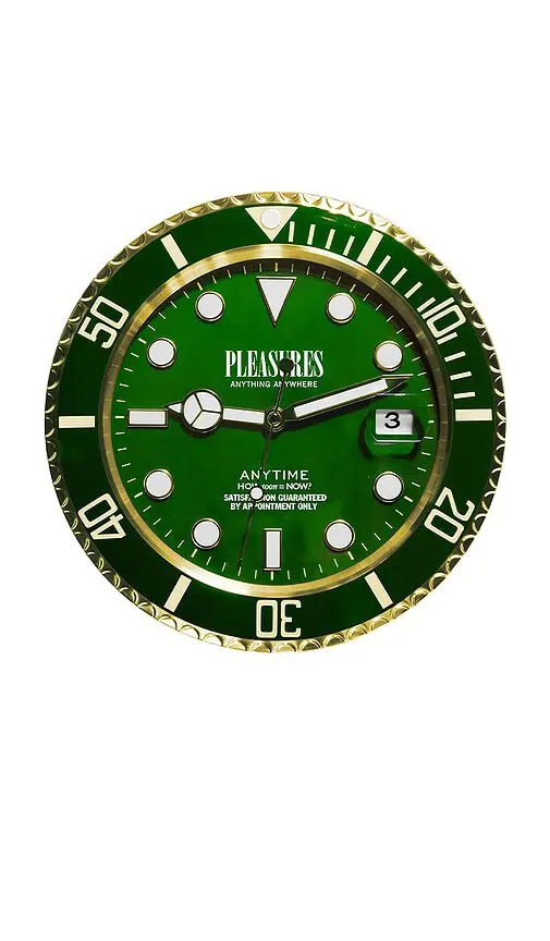 PLEASURES Anytime Clock In Green - Gold & Green