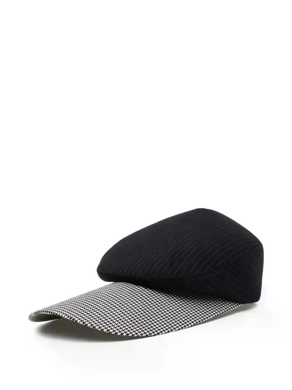 Comme Des Garçons Pinstripe Houndstooth Cap - Black