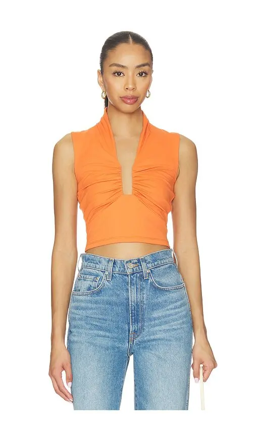 Susana Monaco Square Gathered Sleeveless Top - Apricot