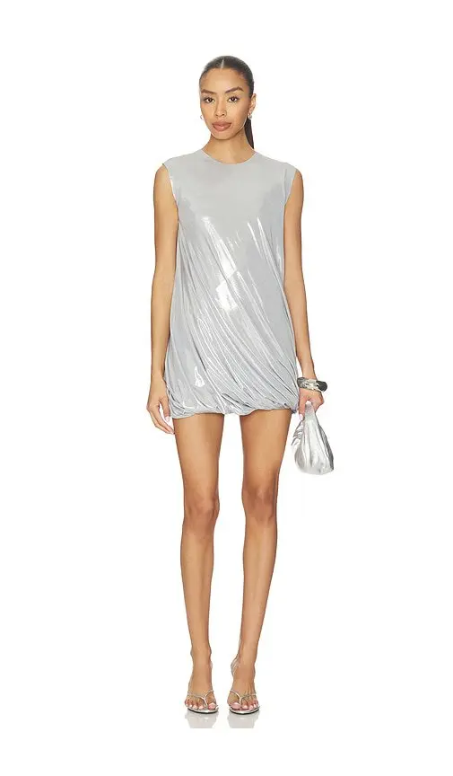 Norma Kamali Sleeveless Twist Mini Dress - Silver