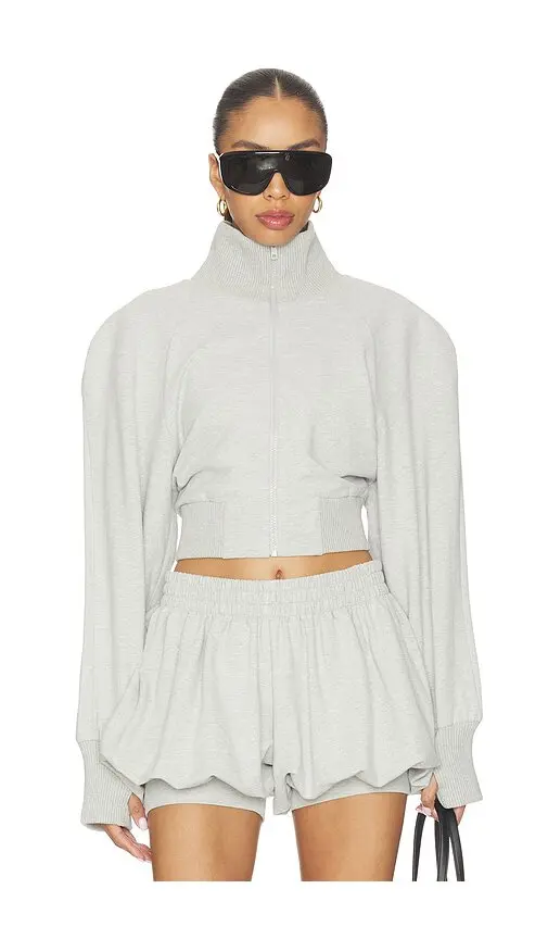 Norma Kamali Oversized Turtle Bomber Jacket - Light Heather Grey