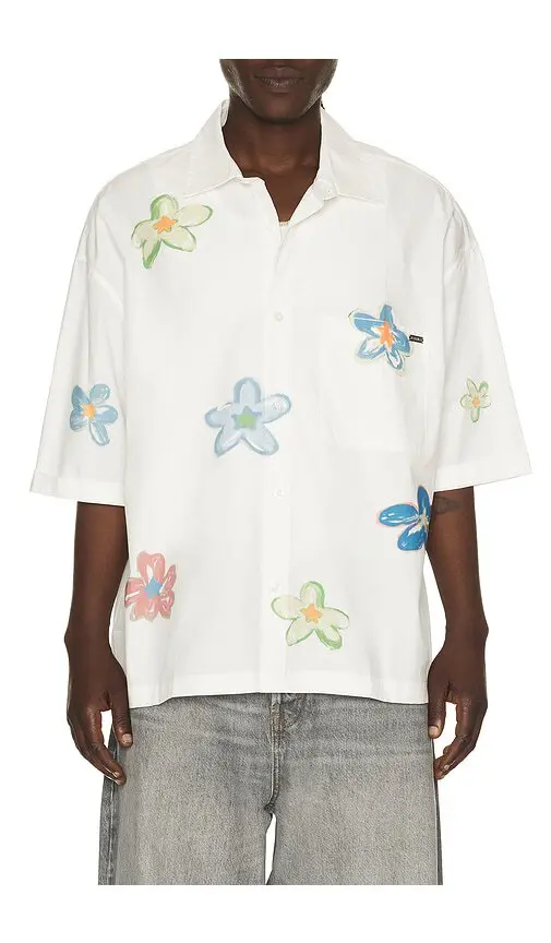 NAHMIAS Super Bloom Cropped Short Sleeve Shirt - White