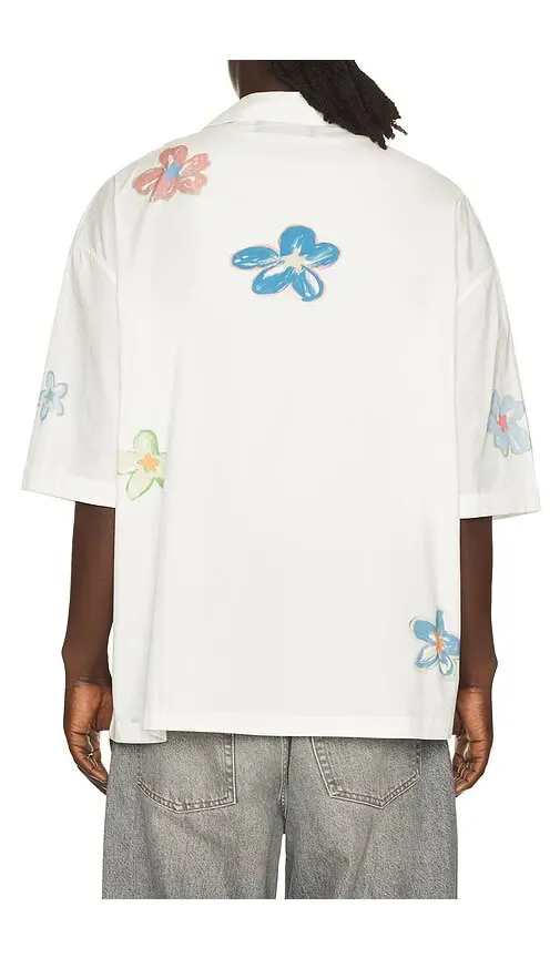 NAHMIAS Super Bloom Cropped Short Sleeve Shirt - White