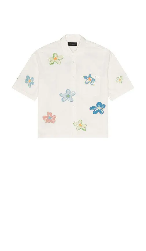 NAHMIAS Super Bloom Cropped Short Sleeve Shirt - White