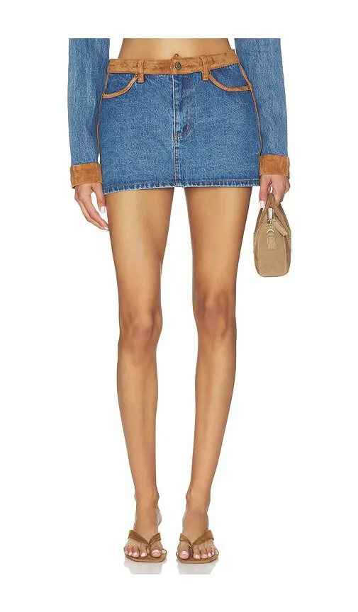 Show Me Your Mumu Dawson Skort - Indigo With Faux Suede