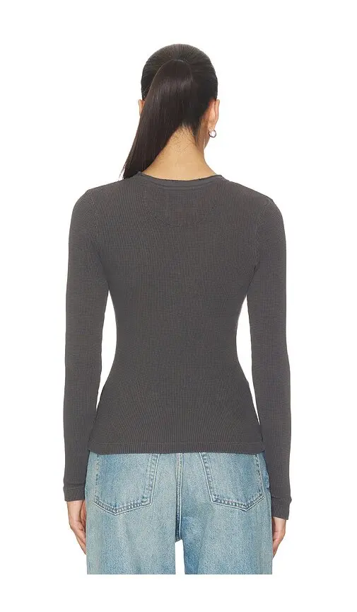 Citizens Of Humanity Drea Waffle Henley Top - Charcoal