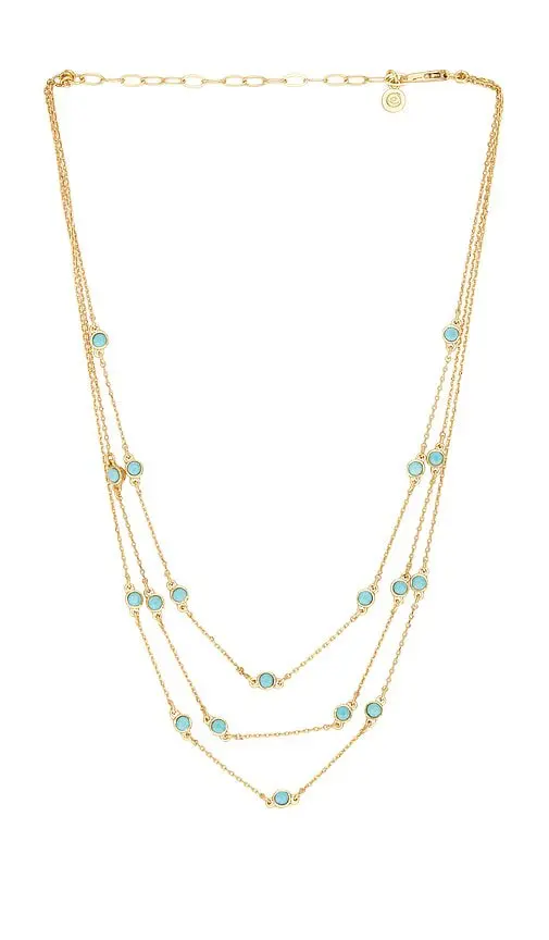 Ettika Crystal Dot Layered Necklace - Turquoise & Gold