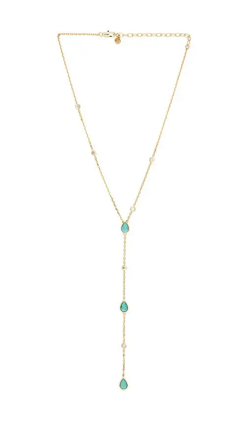 Ettika Dewdrop Lariat Necklace - Turquoise & Gold