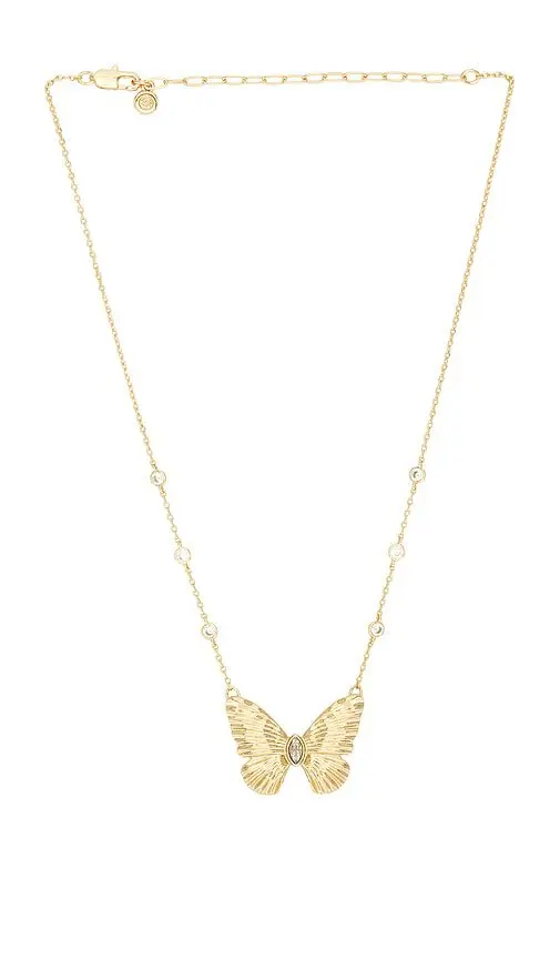 Ettika Fluttering Glow Pendant Necklace - Clear Crystal & Gold