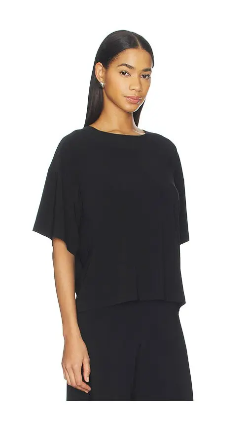 Norma Kamali X Lifestyle Short Sleeve Boxy Tee - Black