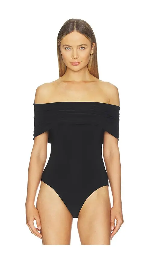 Norma Kamali Sleeveless Cowl Neck Hooded Bodysuit