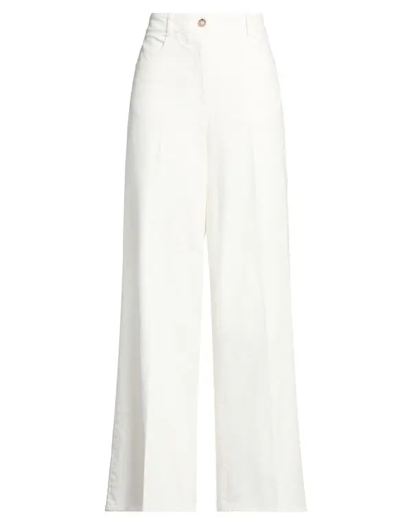 Peserico Wide-leg Jeans In Cotton And Elastane - White