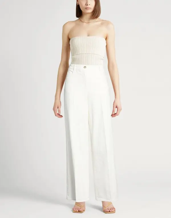 Peserico Wide-leg Jeans In Cotton And Elastane - White