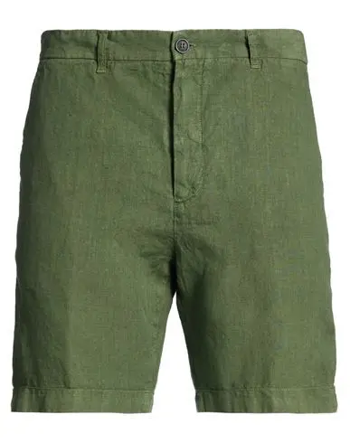 120% Lino Military Linen Casual Shorts - Green