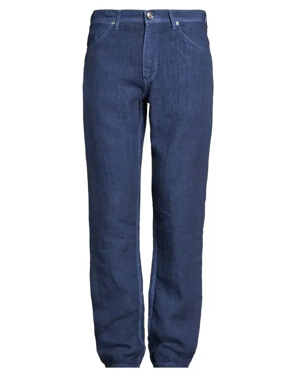 120% Lino Linen Straight Leg Pants - Navy