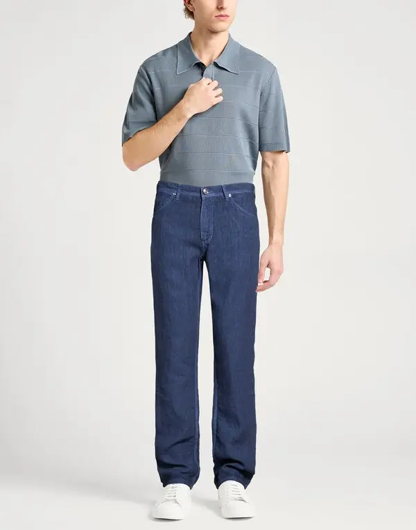 120% Lino Linen Straight Leg Pants - Navy