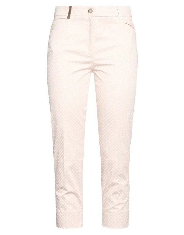 Peserico Cotton Elastane Polka Dot Tapered Cropped Pants - Pink
