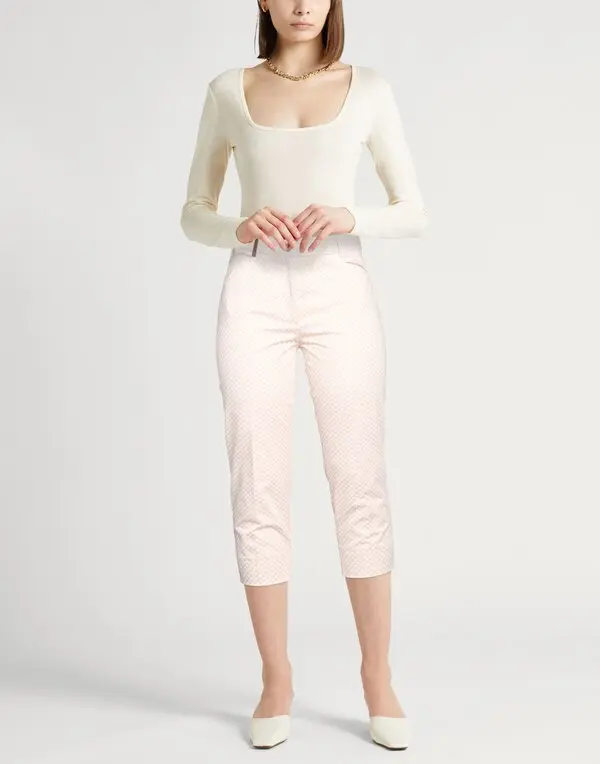 Peserico Cotton Elastane Polka Dot Tapered Cropped Pants - Pink