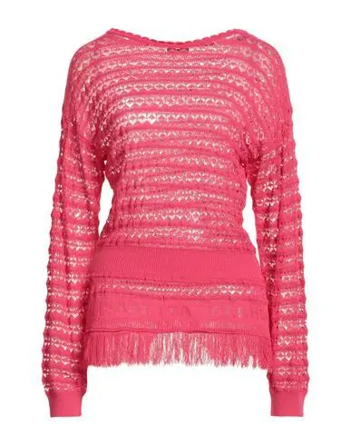 Elisabetta Franchi Fringed Crochet Knit Sweater - Fuchsia