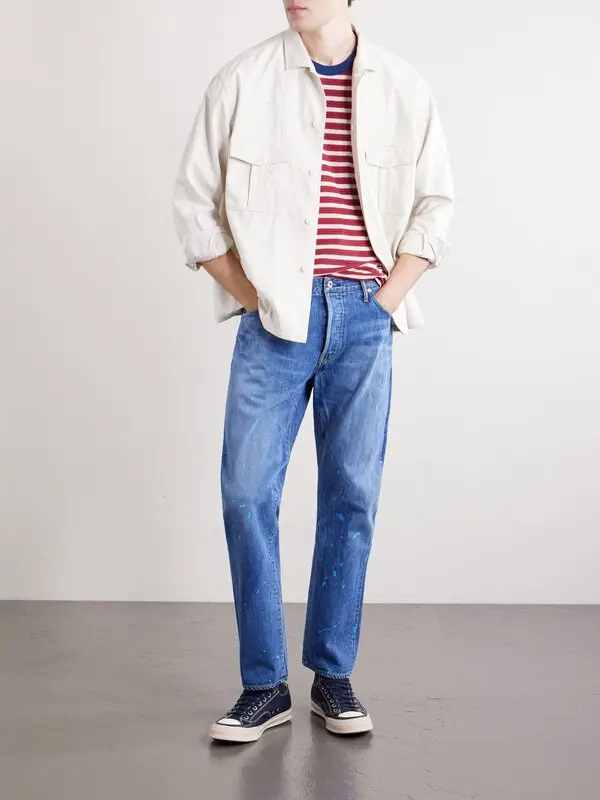 Visvim Striped Knitted Wool And Cotton-blend T-shirt - Red