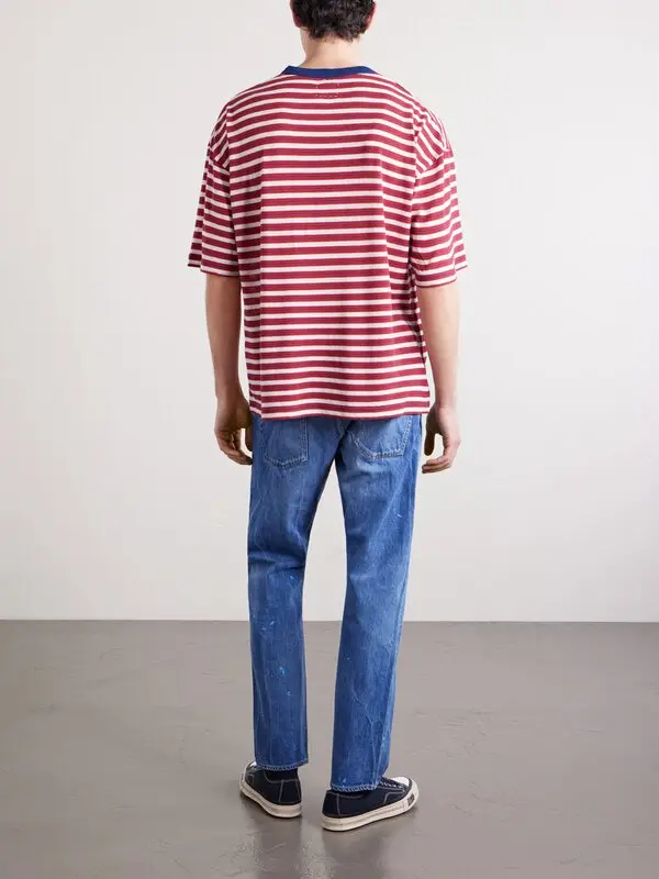 Visvim Striped Knitted Wool And Cotton-blend T-shirt - Red