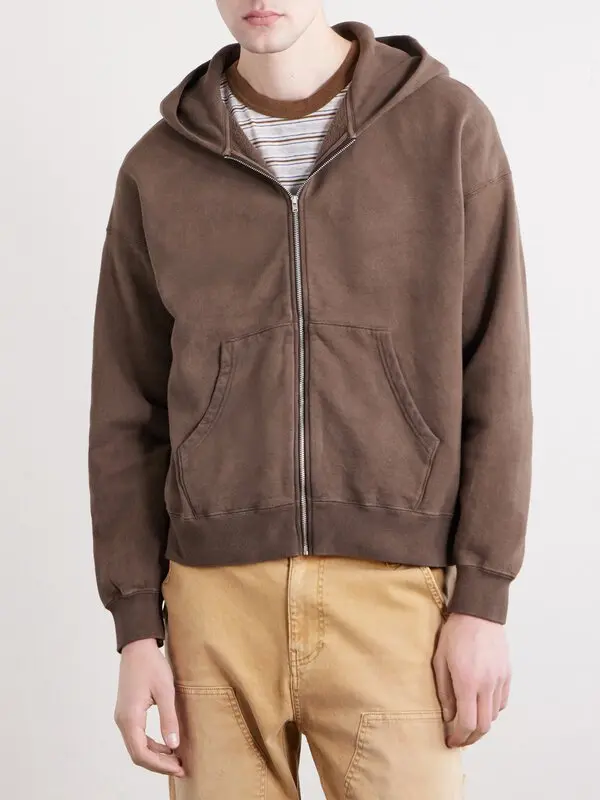 Visvim Jumbo Cotton-jersey Zip-up Hoodie - Brown