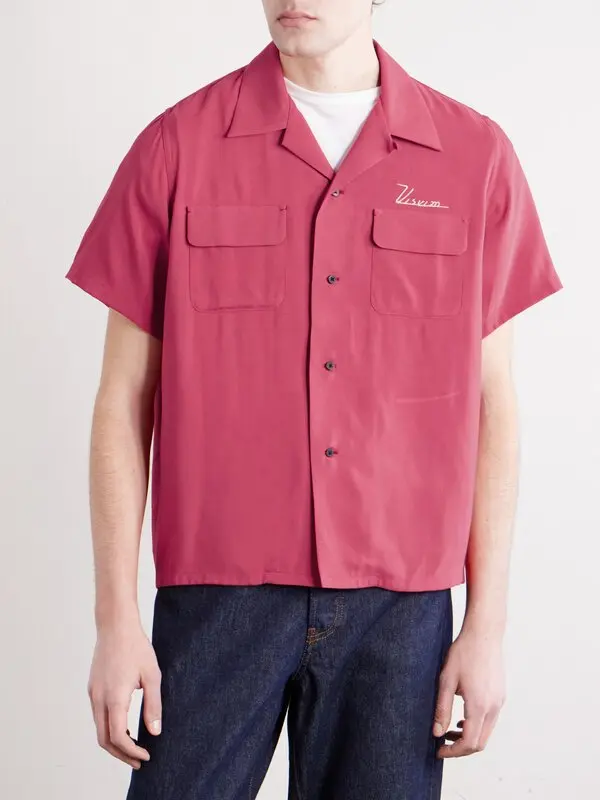 Visvim Logo-embroidered Convertible-collar Woven Shirt