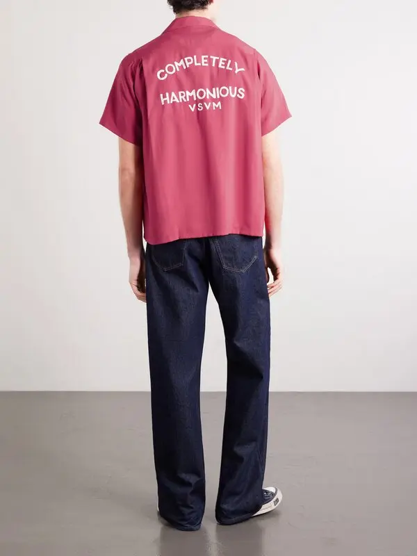 Visvim Logo-embroidered Convertible-collar Woven Shirt