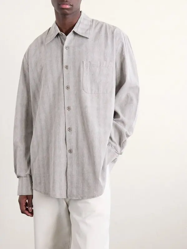 Our Legacy Above Striped Cotton And Linen-blend Shirt - Gray