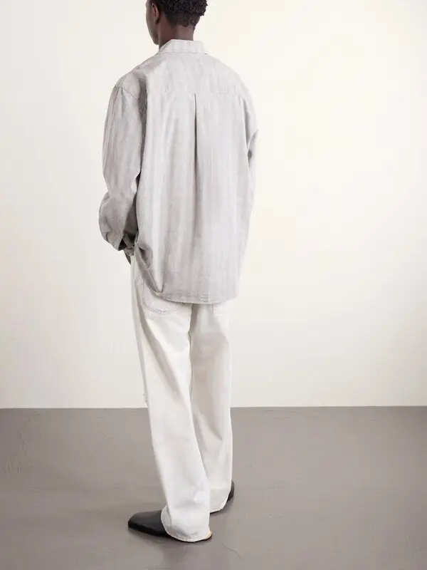 Our Legacy Above Striped Cotton And Linen-blend Shirt - Gray
