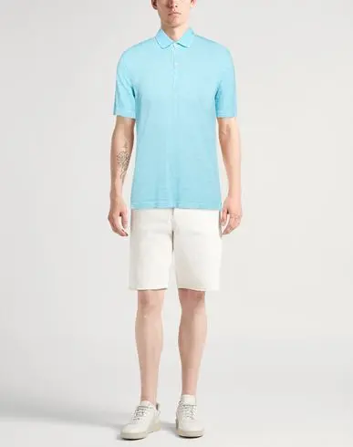 120% Lino Polo Shirt Size Linen - Blue