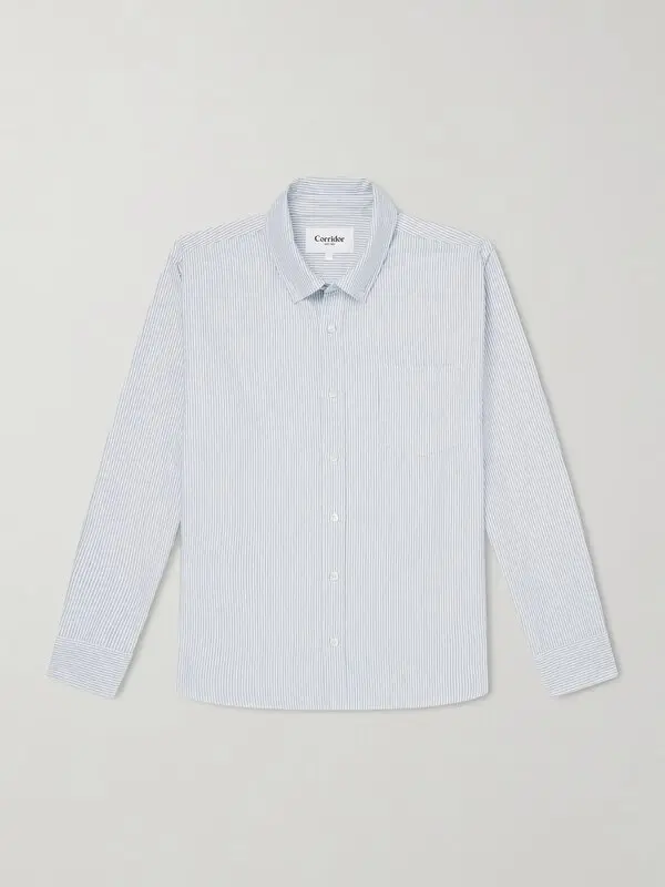 CORRIDOR Button-down Collar Striped Cotton Oxford Shirt