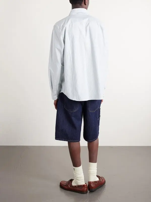 CORRIDOR Button-down Collar Striped Cotton Oxford Shirt