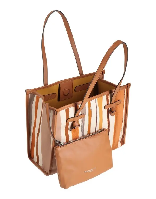 GIANNI CHIARINI Striped Textile Fiber Tote - Beige