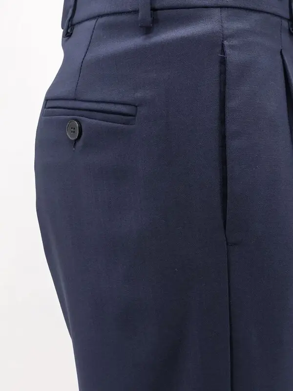 AMARANTO Virgin Wool Blend Trousers - Blue