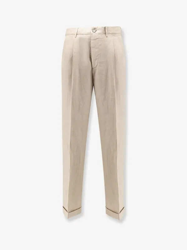 NUGNES 1920 Clarkfu Linen Trousers - Beige