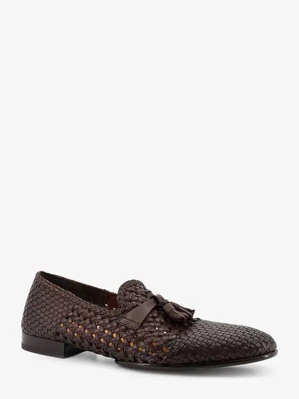 DOUCAL'S Woven Leather Loafer With Tassel Detail