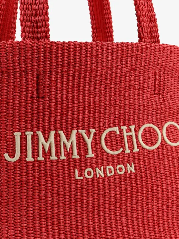 JIMMY CHOO Raffia Tote Bag With Logo - Red
