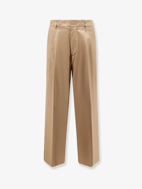 AMARANTO Cotton Wide Leg Trousers - Brown