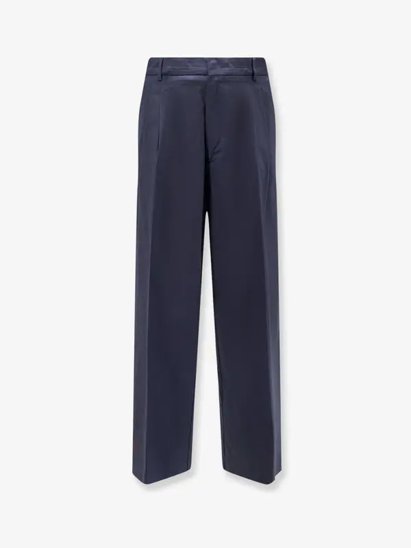 AMARANTO Cotton Wide Leg Trousers - Blue