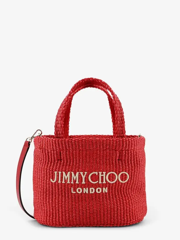 JIMMY CHOO Raffia Crossbody Bag With Embroidered Logo - Red