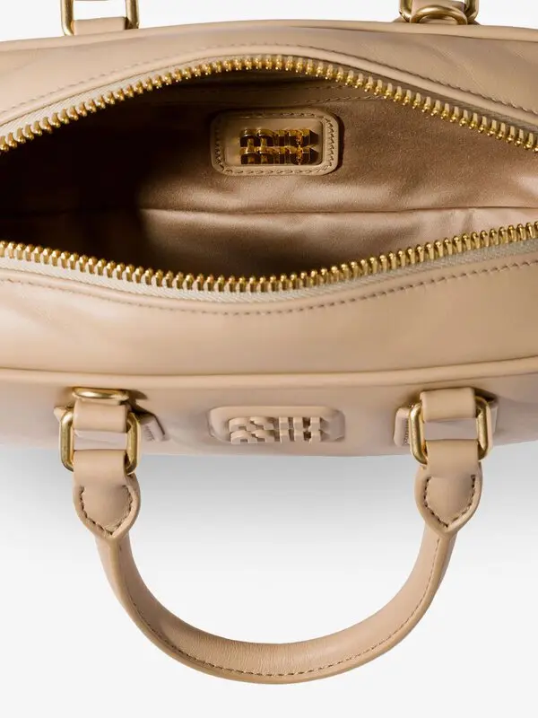 Miu Miu Arcadie Leather Crossbody Bag - Beige
