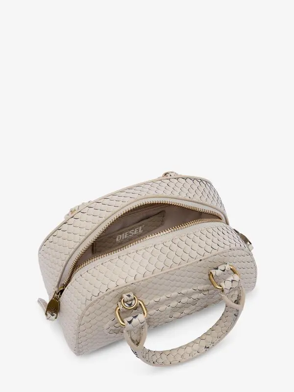 DIESEL® 1dr Dome Python Leather Crossbody Bag - Beige