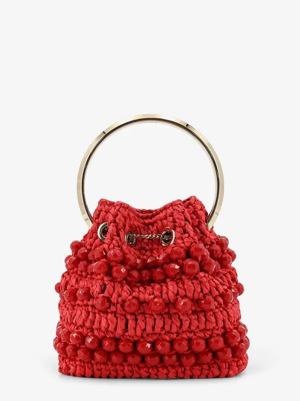 JIMMY CHOO Bon Bon Raffia Bucket Bag