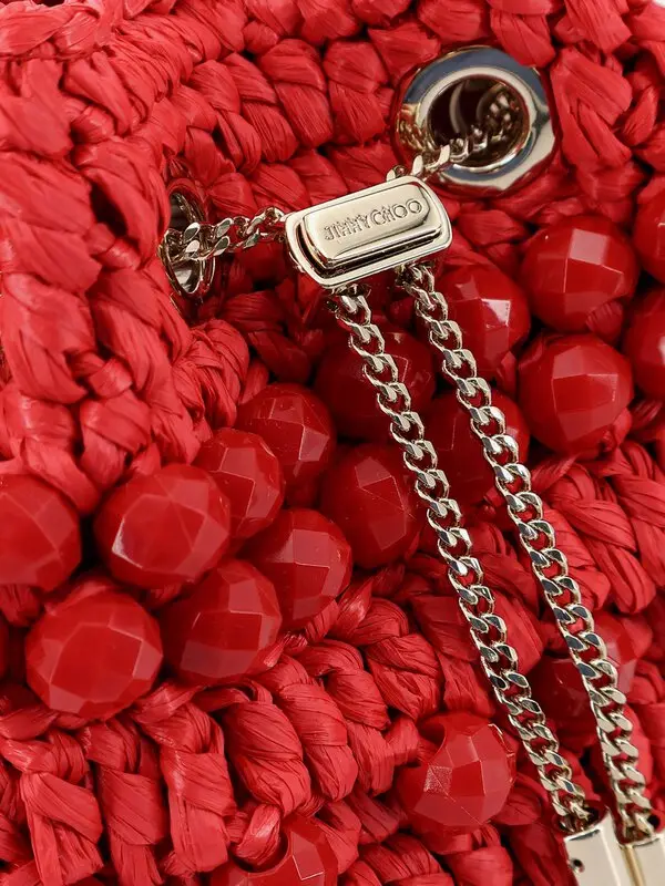 JIMMY CHOO Bon Bon Raffia Bucket Bag